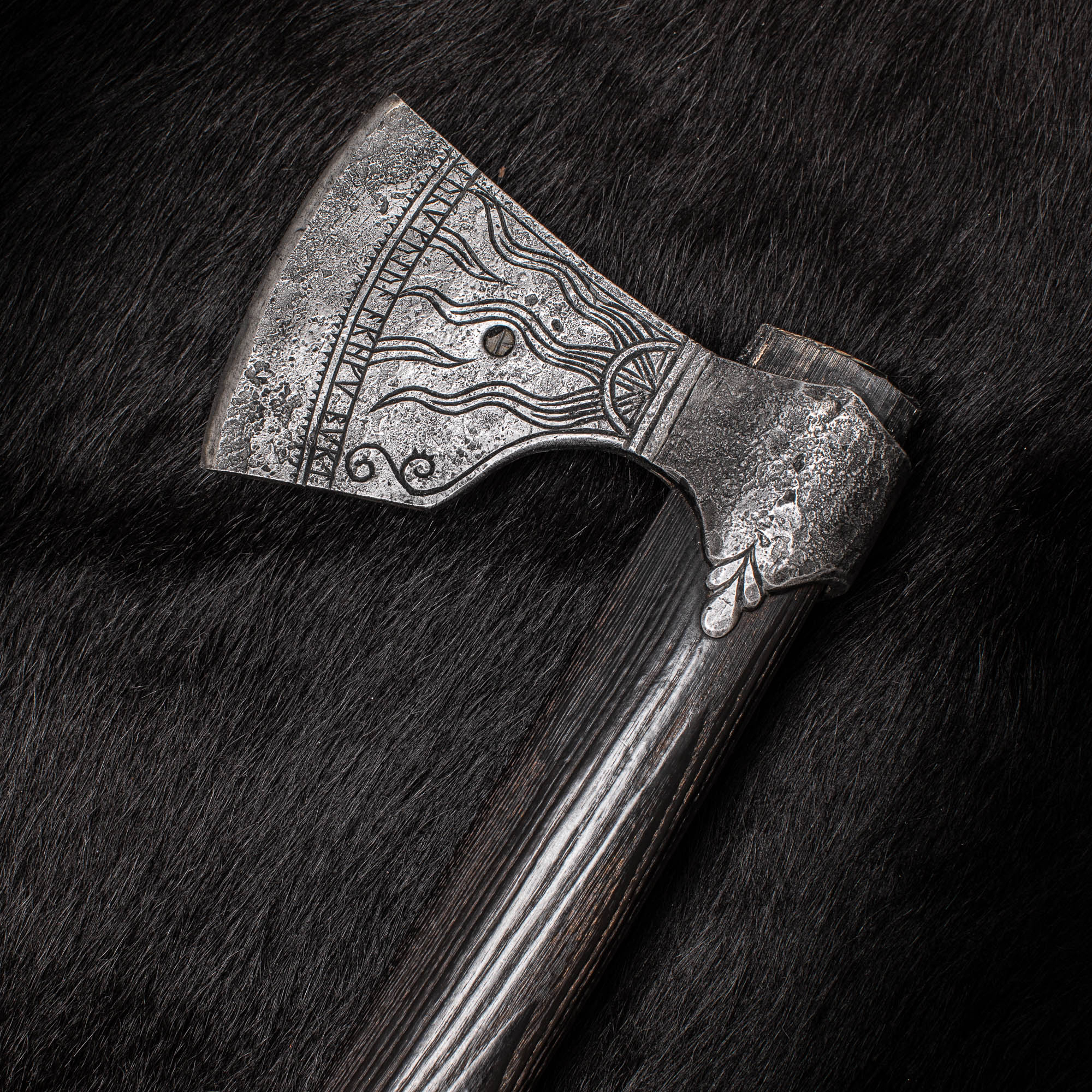Sun Eagle A carved Rangers Axe - Owen Bush Bushfire Forge