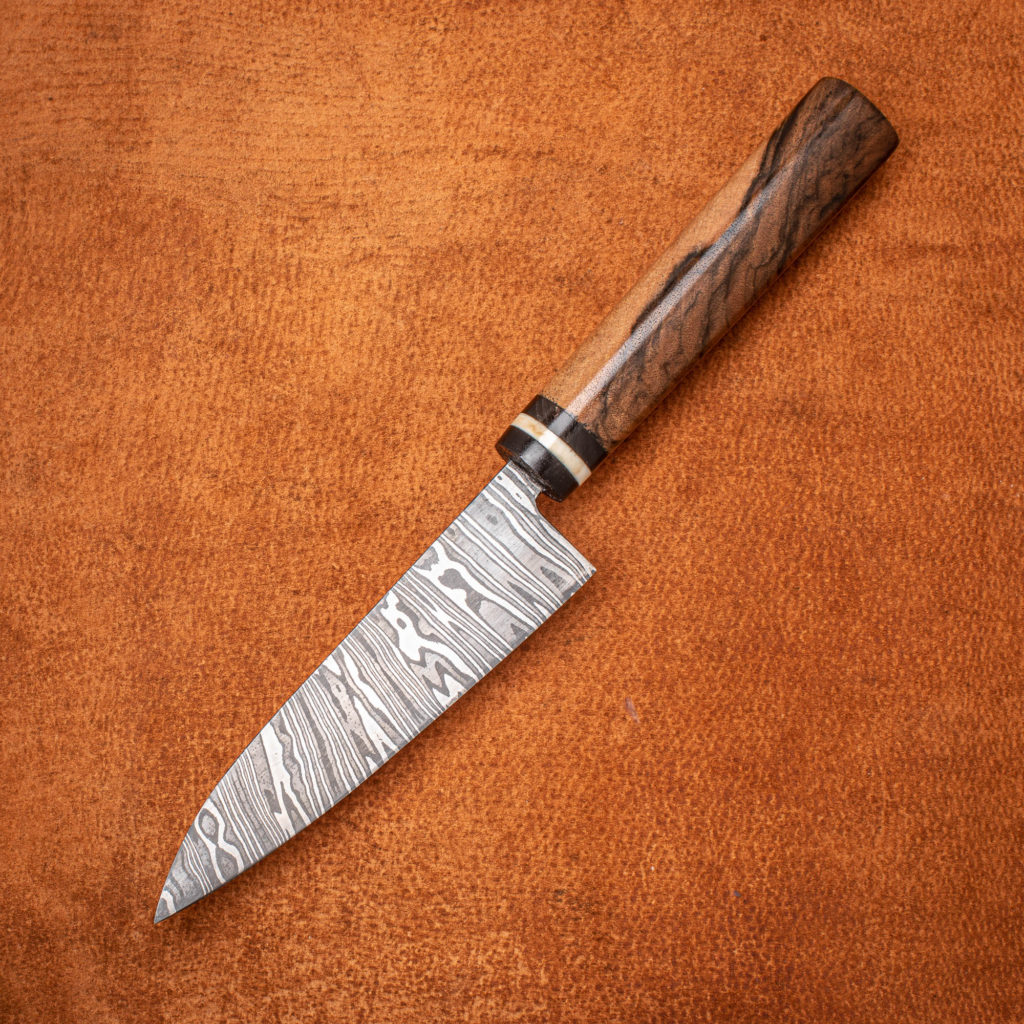 Petty Kitchen Knife - Twisted Damascus - Owen Bush Bushfire Forge